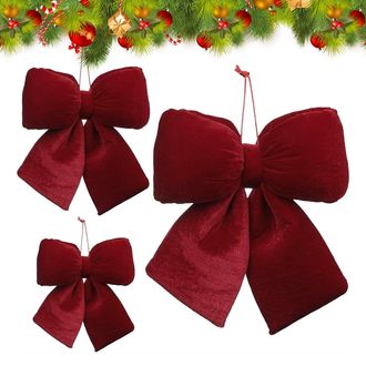 Generico Holiday Velvet Bows Rotes Ornament, 20 x 20 cm, Weihnachtsdekoration aus luxuri&ouml;sem Stoff, klassischer Kamin und -Accessoire mit elegantem Finish, sai