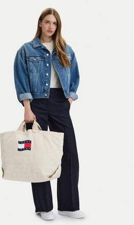 Tommy Jeans Handtasche Tjw Wave Flag Med Tote AW0AW18466 Beige