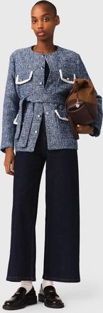 Maje Tweed-jacke Mit 4 Taschen - Blau - Maje