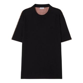 Burberry Baumwoll-T-Shirt mit Karree-Applikation - - Tops - Herren - Schwarzk - S
