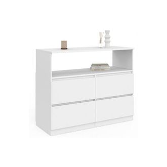 IDMarket Idmarket - Kommode mit 4 Schubladen tomi 100 cm mit Nische Holz weiß