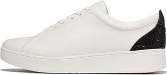 FitFlop Womens Rally Crystal-backtab Leather Sneakers Shoe, Noir, 41 EU