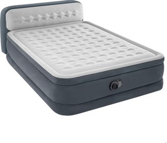 Intex Erwachsene Headboard Luftmatratze Queen Dura-beam Series mit Eingebaute Elektrische Pumpe, Grey, One Size, 64448