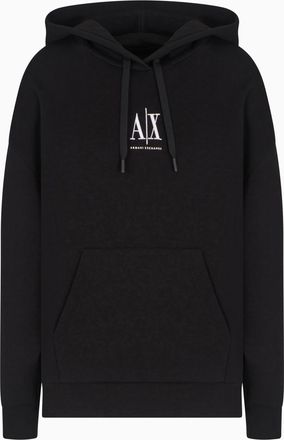 A|X Armani Exchange Damen Icon Project, Embroidered Logo, Hooded Kapuzenpullover, Schwarz, XS