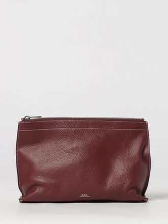 A.P.C. A. P.C. Pochette en cuir de veau martel&eacute; avec logo lamin&eacute;