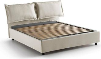 Talamo Italia Talamo Italia - Doppelbett Agnese, Containerbett mit Stoffbespannung, 100% Made in Italy, Front&ouml;ffnung, passend f&uuml;r Matratze 140x190 cm, Beige