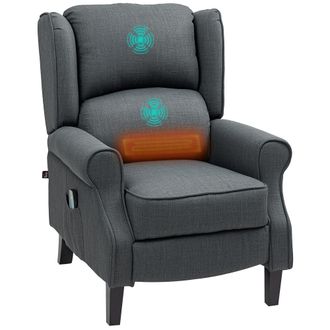 HOMCOM Relaxsessel Fernsehsessel mit Liegefunktion Massagesessel mit W&auml;rmefunktion Fu&szlig;teil Seitentasche Fernbedienung TV Sessel f&uuml;r Wohnzimmer Dunkelgrau