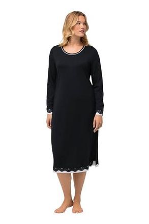 Ulla Popken Nachthemd Chemise de Nuit, Noir, 54-56 Femmes