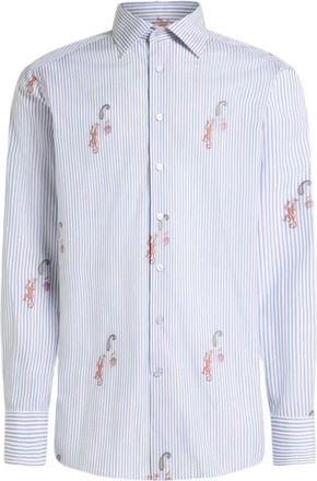 Etro Homme, Chemises, Bleu, Taille: 2XL Chemise en Jacquard de Coton