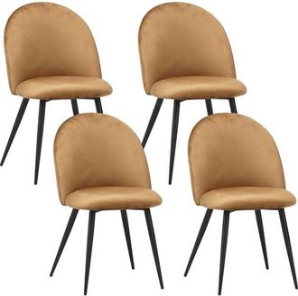 Albatros-Moebel Capo Lot de 4 chaises de salle &agrave; manger avec housse en velours Marron - Design vintage &eacute;l&eacute;gant avec housse en velours - Chaise rembourr&eacute;e certifi&eacute;e SG