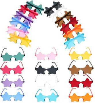 BESPORTBLE Lunettes de Soleil sans Monture &Eacute;toiles 24 Pcs Verres Color&eacute;s Transparents UV Accessoires F&ecirc;te 4 Juillet Plage Piscine Mixte Adulte