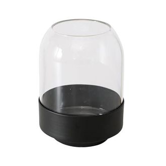 Boltze Vase Malena (Farbe Schwarz/Transparent, aus Glas/Metall, Matt, H&ouml;he 12,5 cm, &Oslash; 9 cm, Rund, Handgearbeitet, Wasserfest, Minimalistisches Design, Blumen