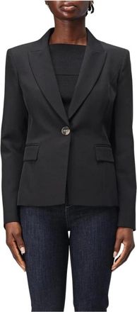 Liu Jo Femme, Vestes, Noir, Taille: 40 FR Veste Blazer Structurée à Revers Cranté