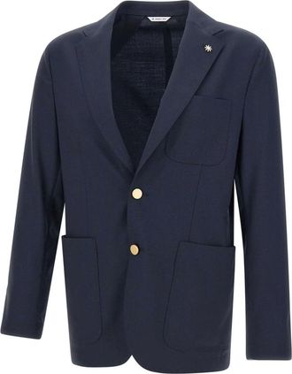 Manuel Ritz Homme, Vestes, Bleu, Taille: 2XL Wool Blazer