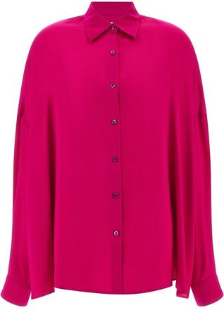 Dries Van Noten Femme, Blouses et Chemises, Rose, Taille: 38 FR Casia Shiny Silk Shirt