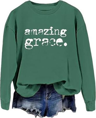 Generic Sweat-shirt Amazing Grace pour femme, sweat-shirt Amazing Grace, chemise amusante pour femme, Vert, XXL