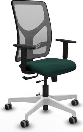 Piqueras y Crespo Gr&uuml;ner Schreibtischstuhl mit 1D-Armen, h&ouml;henverstellbare Lendenwirbelst&uuml;tze, ausgestattet mit Syncro/Traslack und Schneidschaum, mit Rollen von 65 mm,