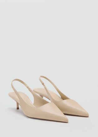 Mango Chaussures talon cuir pointues &eacute;cru - Femme - 35 - MANGO