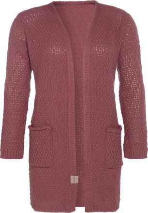 Knit Factory Luna Strickjacke - Mittellange Damen Strickjacken mit Taschen - Cardigan mit Wolle - Grobstrickjacke - Hochwertige Qualit&auml;t - Stone Red - 40/42