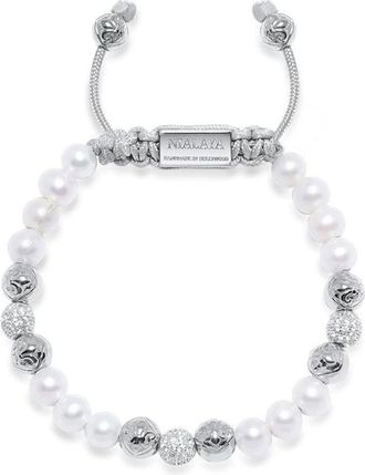 Nialaya Femme, Accessoires, Gris, Taille: S Bracelet de perles avec perle de mer blanche et argent