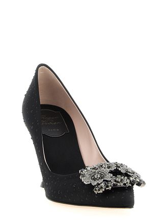 Roger Vivier Womens Efflorescence Pump Black Viscose Silk
