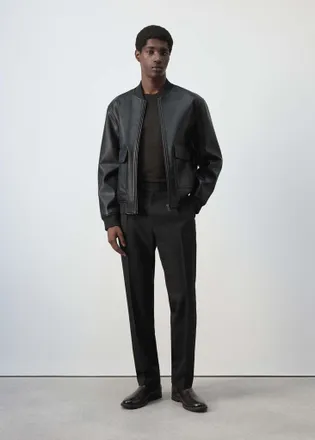 Mango Blouson bomber simili-cuir noir - Homme - XXL - MANGO MAN