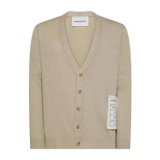 Amaranto Beiger Baumwoll V-Ausschnitt Cardigan Pullover - - Knitwear - Herren - Beige - L