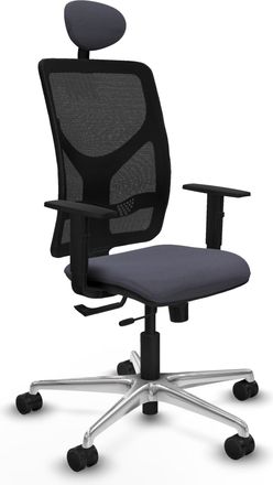 Piqueras y Crespo Computerstuhl mit Rollen, 1D-Armlehnen, h&ouml;henverstellbare Lendenwirbelst&uuml;tze und festes Kopfteil, ausgestattet mit Syncro/Traslack und Schneideschaum,