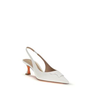 Santoni Womens Taylor Slingback Heel White Calf Leather Bos