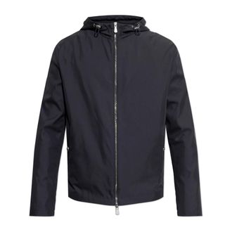 Eleventy Homme, Vestes, Bleu, Taille: 3XL Veste en soie &agrave; capuche