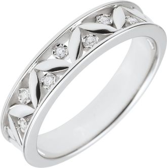 Edenly Trauring Frische - Römische Antike - Weißgold, 7 Diamanten - 18 Karat