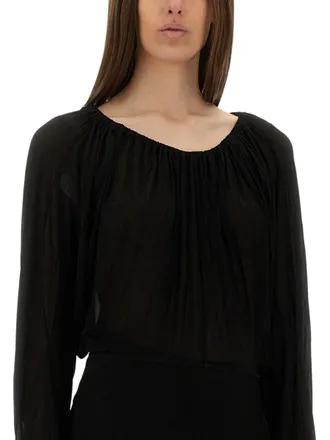 Rick Owens Draped Cupro Blouse - Black