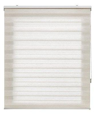 Blindecor | Rollo für Nacht und Tag nach Maß | Doppelschichtig | Leinenfarbe | 155 x 180 cm (Breite x Höhe) Stoffgröße 152 x 175 cm | Fensterrollos