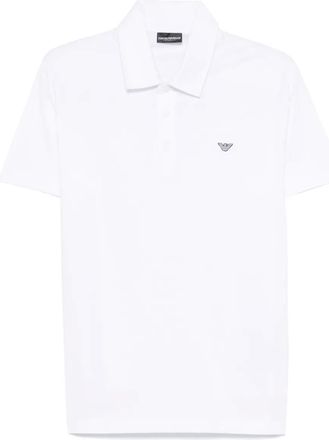 Emporio Armani polo &agrave; patch Eagle - Blanc