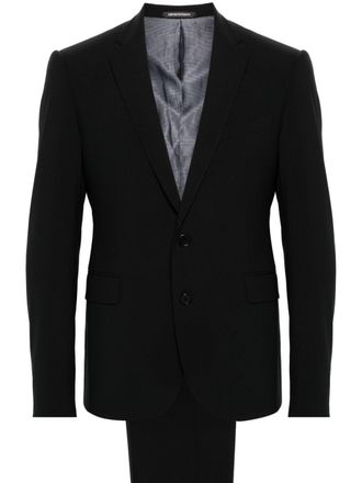 Emporio Armani costume boutonn&eacute; &agrave; revers crant&eacute;s - Noir