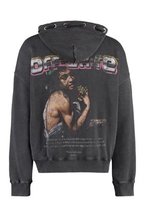 Off-white Mens Logo Print Hoodie Grey Cotton Jumpers Sweater