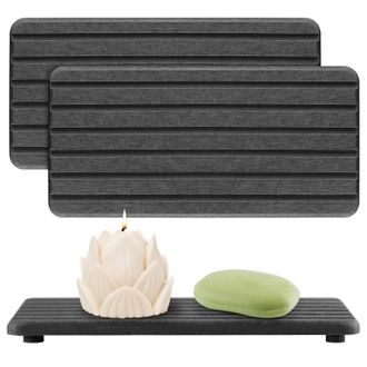 Generic 2er Wasserabsorbierende Steinablage, Stein-Trockentabletts f&uuml;r Waschbecken, Seifenschale, Sp&uuml;le, schnell trocknend (dunkelgrau)