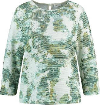 Gerry Weber Damen 470210-35008-9107 T-Shirt, Ecru/Gr&uuml;n Print, 36