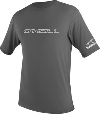 O'Neill Wetsuits Mens Basic Skins Short Sleeve Sun Shirt Rash Vest, Graphite, XS