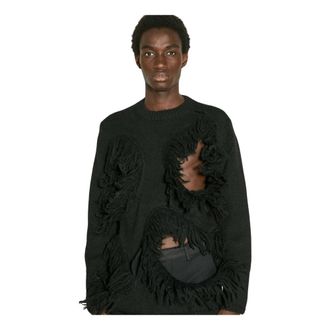 Comme Des Gar&ccedil;ons Cut-Out Wollpullover mit Quastenrand - - Knitwear - Herren - Schwarzk - L