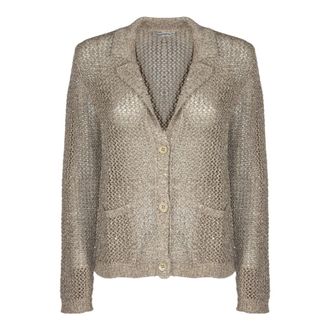 KANGRA Femme, Vestes, Jaune, Taille: 38 FR Blazer en maille &agrave; sequins