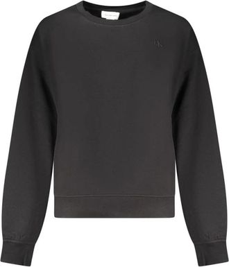 Calvin Klein Femme, Sweatshirts et sweats &agrave; capuche, Noir, Taille: 36 FR SweaT-shirt en coton avec poignets et ourlet c&ocirc;tel&eacute;s