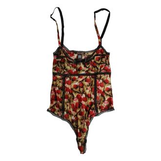 Roberto Cavalli Femme, Maillots de bain, Multicolore, Taille: 40 FR CherryPrint Lace Bodysuit