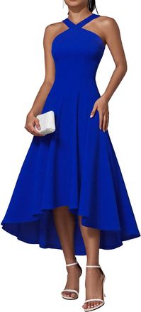 Dresstells Damen Cocktailkleid Formaler Halfter Hochtief Kleider Hochzeit Gast Abend Party Graduierung Kleid Royalblue 2XL