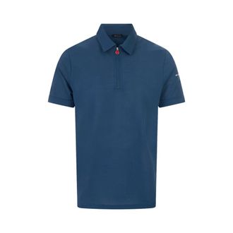 Kiton Zip Baumwoll-Polohemd - - Tops - Herren - Blau - XL