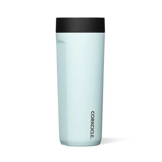 Corkcicle Commuter Cup - auslaufsicherer, dreifach isolierter Edelstahl-Reisebecher mit keramikbeschichteter Innenseite, gl&auml;nzendes Puderblau, 485 ml