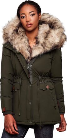 Navahoo 2in1 Damen Winter Jacke Parka Mantel Winterjacke warm Fell B365 [B365-Sweety-Olive-Gr.XS]
