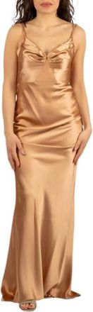 Elisabetta Franchi Femme, Robes, Brun, Taille: 42 FR Robe de Soir&eacute;e en Satin Tapis Rouge