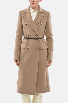Max Mara SPORTMAX Maxi Zweireihiger Mantel Aus Schurwolle GHIA Mit G&uuml;rtel Max Mara