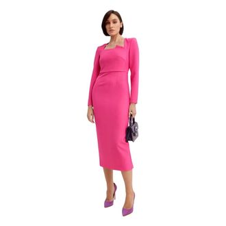 Roland Mouret Femme, Robes, Rose, Taille: 36 FR Robe Rose avec Encolure Asymétrique